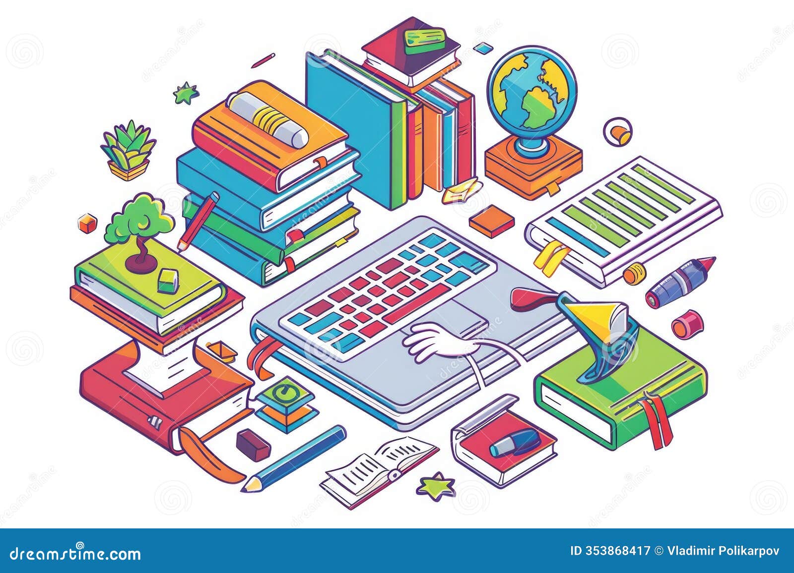 School Supplies Surrounding a Laptop Computer. Perfect for Educational ...