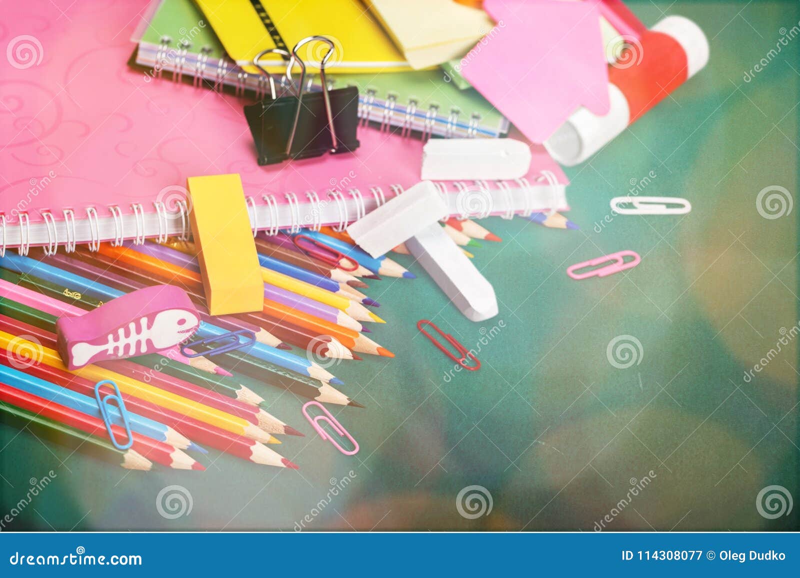 School Supplies on the Table Stock Image - Image of student, table ...