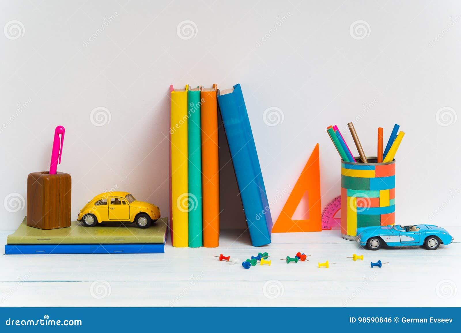 School Supplies on the Table Stock Photo - Image of school, back: 98590846