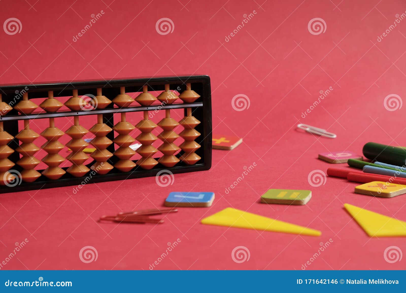 Mental Arithmetic and Math Concept: Colorful Pens and Pencils, Numbers ...