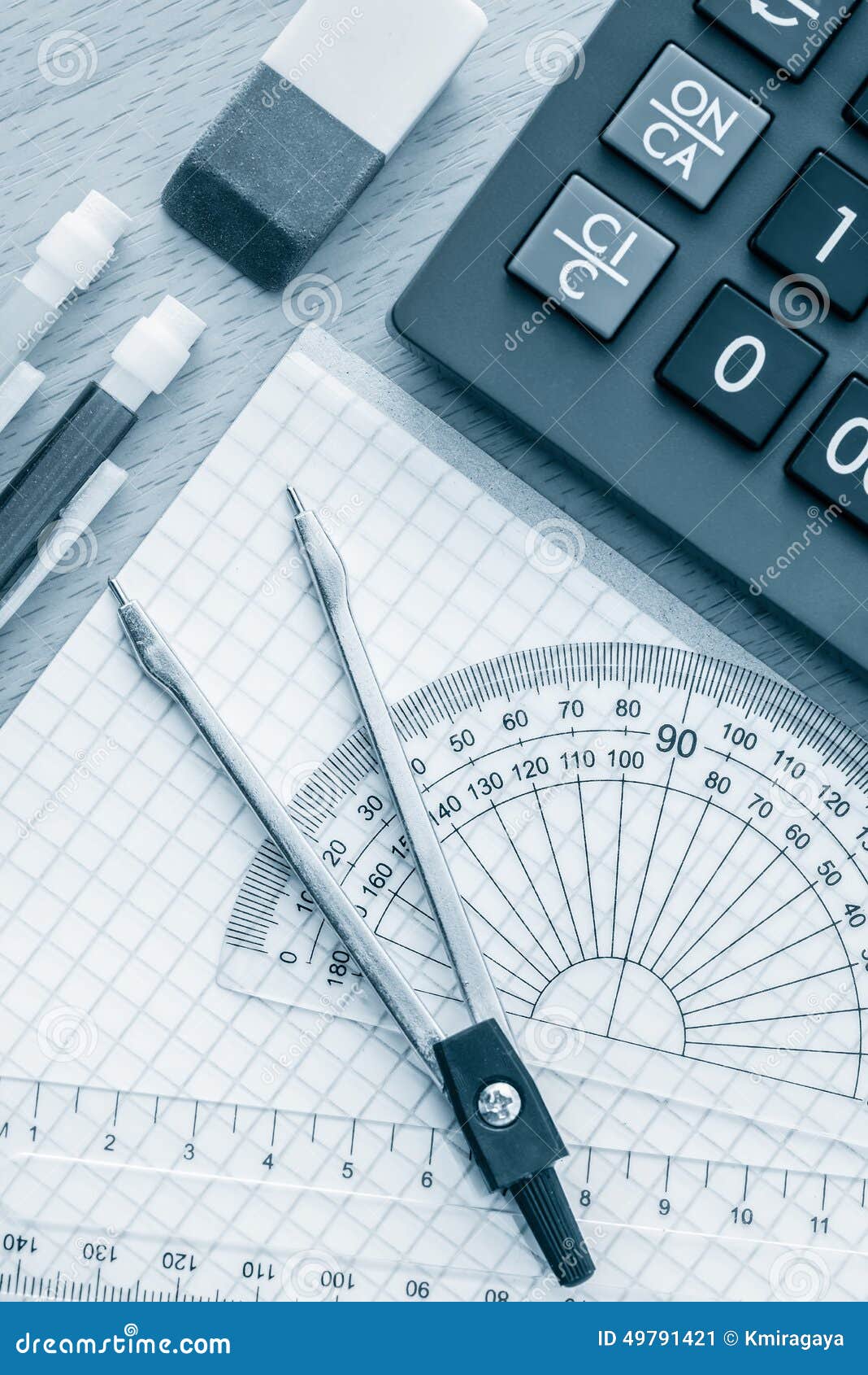 Set Of Office Stationery Or Math Supplies. Royalty-Free Stock Photo ...