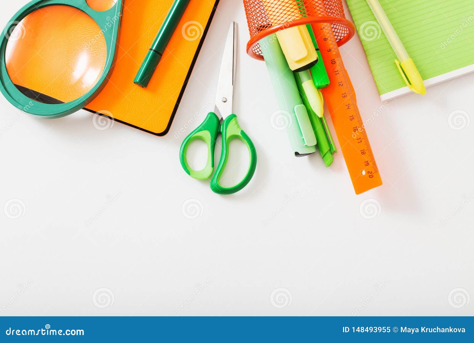 School Supplies on White Background Stock Image - Image of objects ...