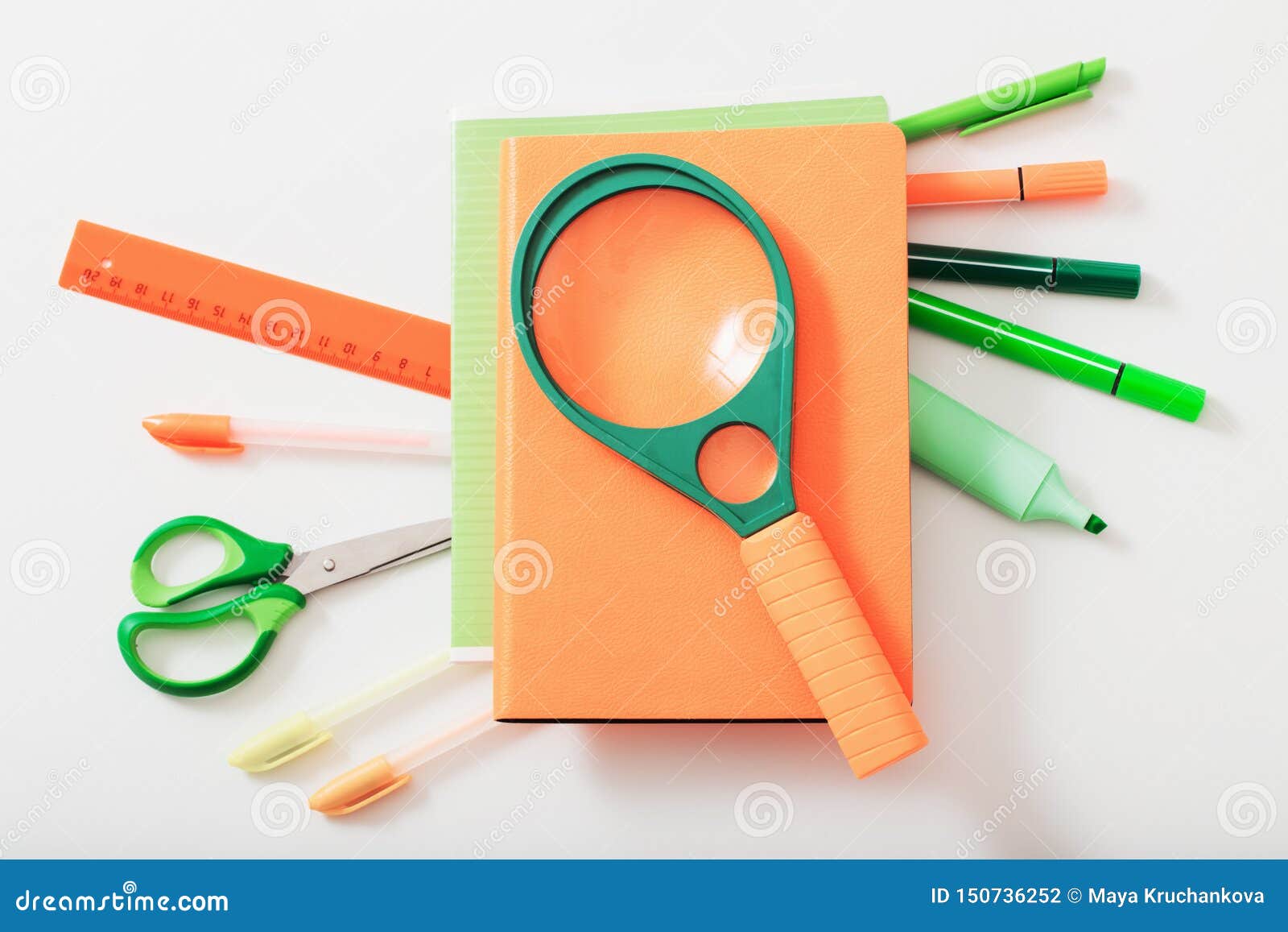 School Supplies on White Background Stock Photo - Image of school, note ...