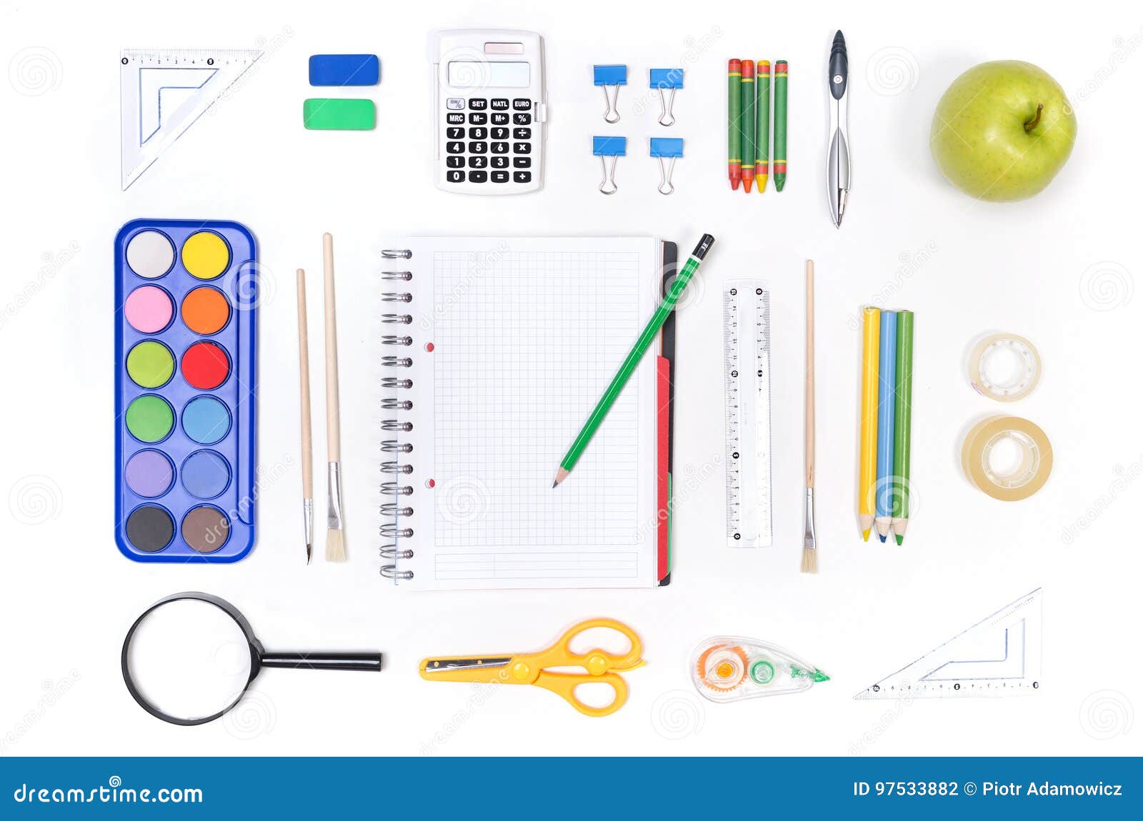 School Supplies on White Background Stock Photo - Image of notebook ...