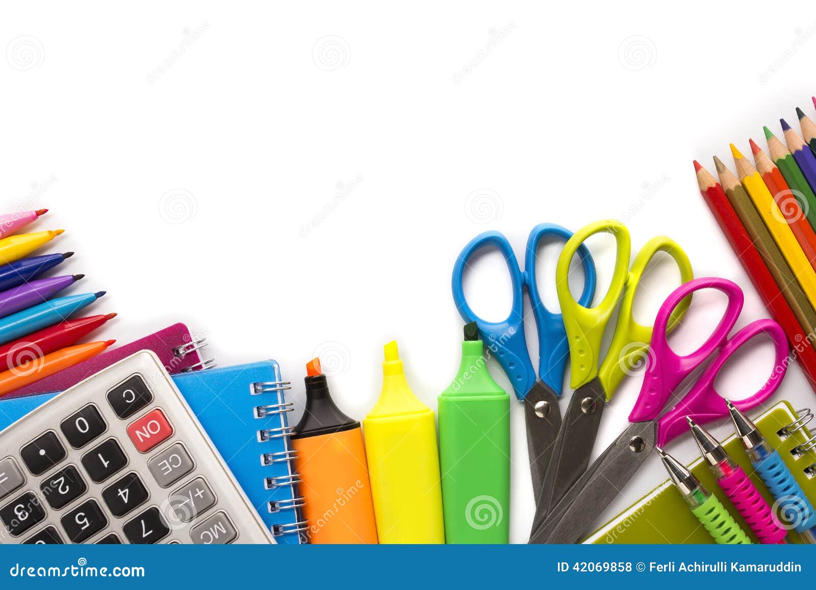 School Supplies on White Background Stock Photo - Image of background ...