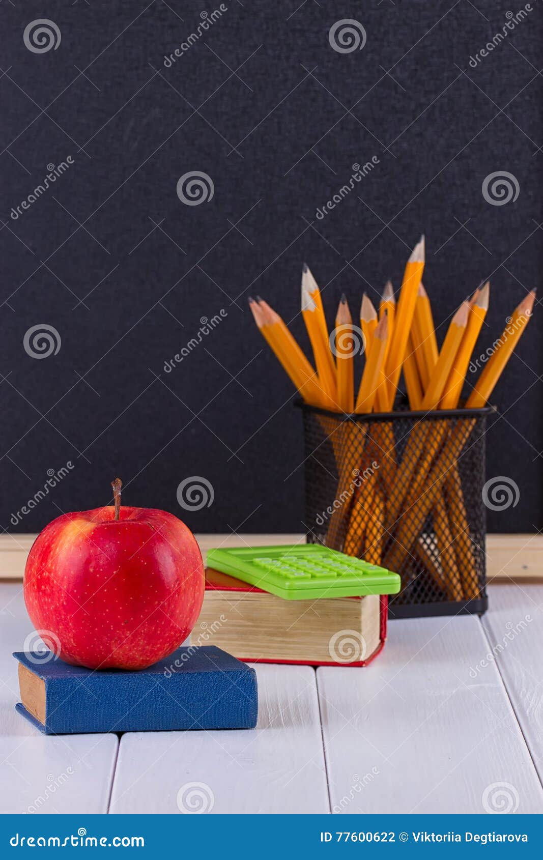 School Supplies on Wooden Table Stock Photo - Image of learning, desk ...