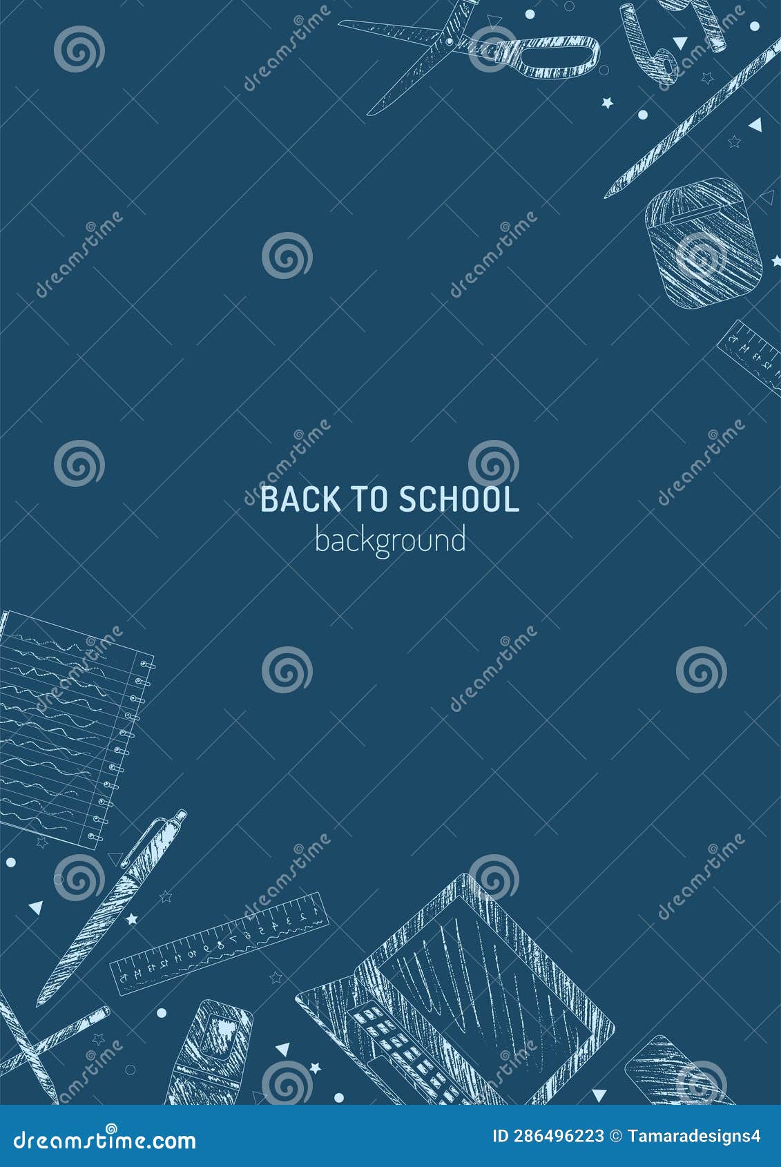 School Supply and E-learning Back To School Design Pencil Sketch Style ...