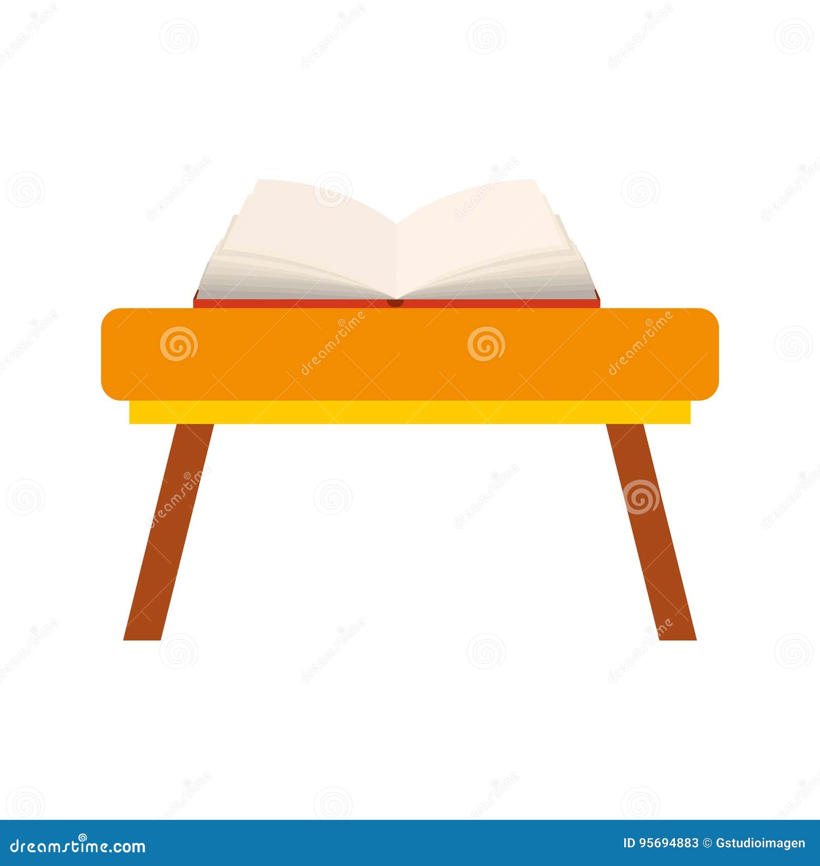 School Table with Book Isolated Icon Stock Vector - Illustration of ...