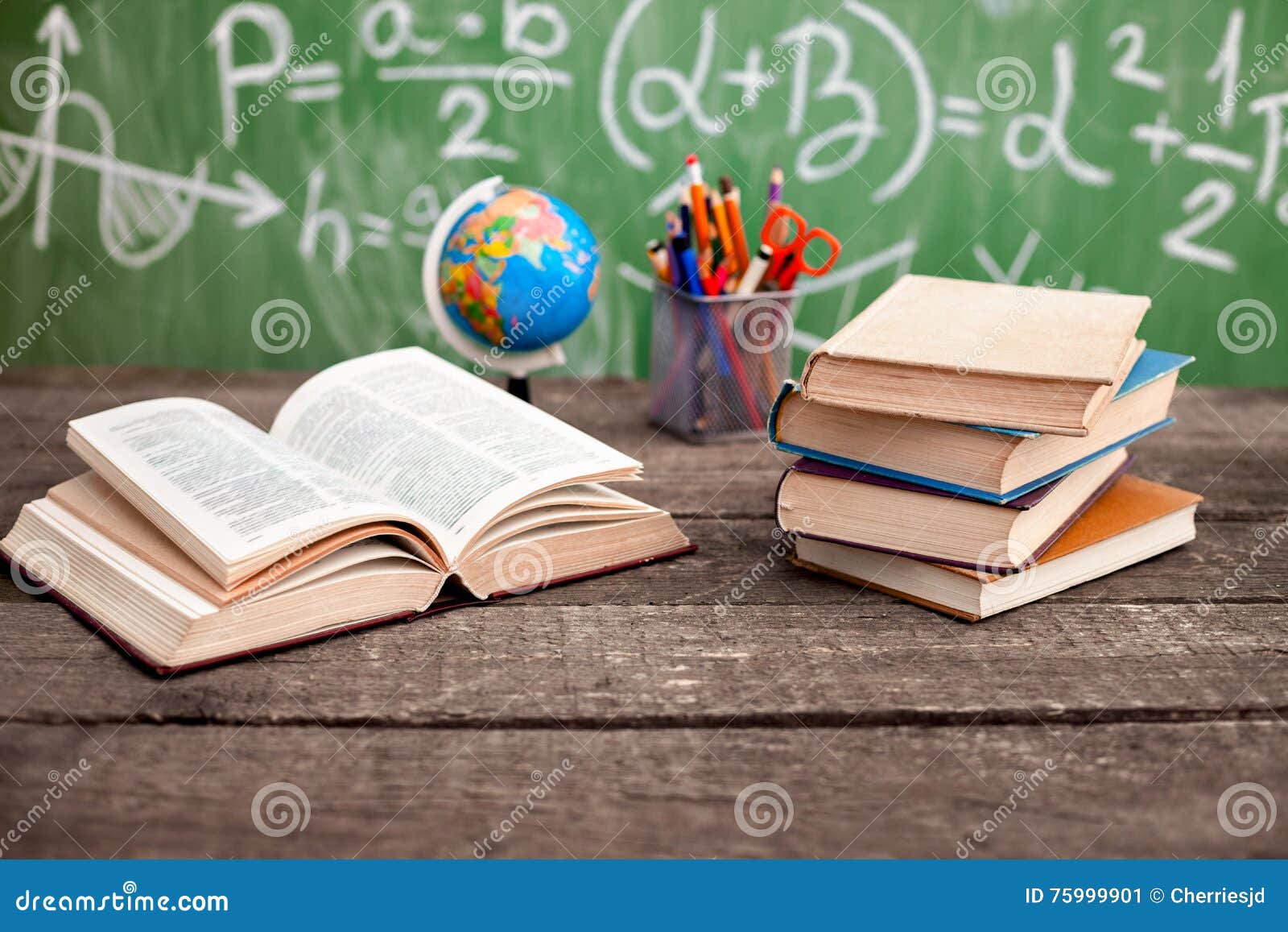On the school table stock image. Image of learn, chalkboard - 75999901