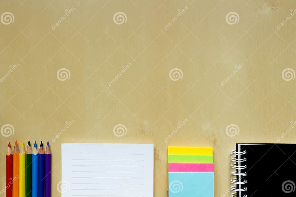 School table top view stock image. Image of pencil, color - 75571073