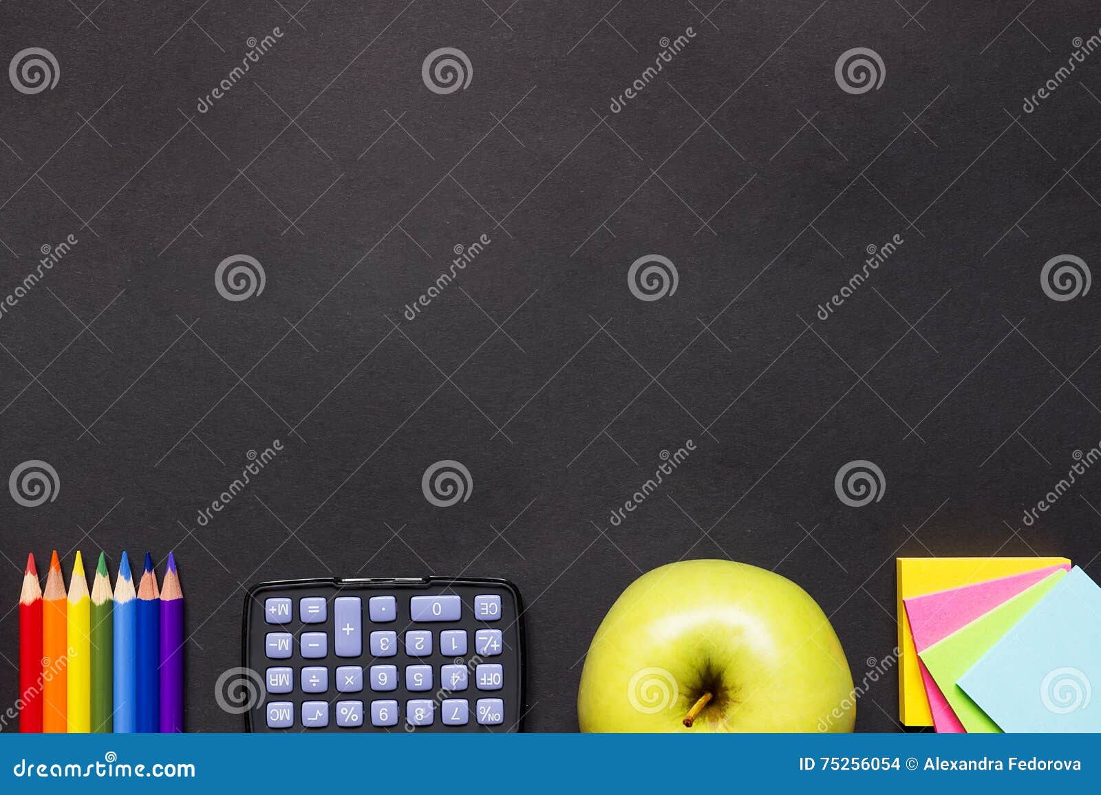 School table top view stock photo. Image of calculator - 75256054