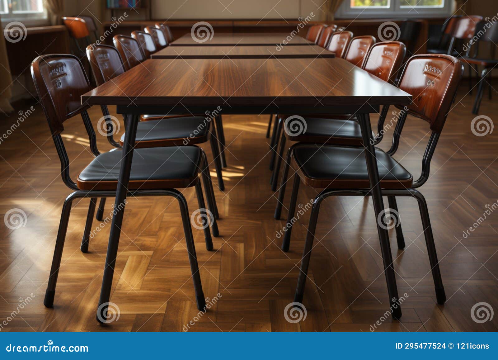 School Tables stock illustration. Illustration of indoors - 295477524