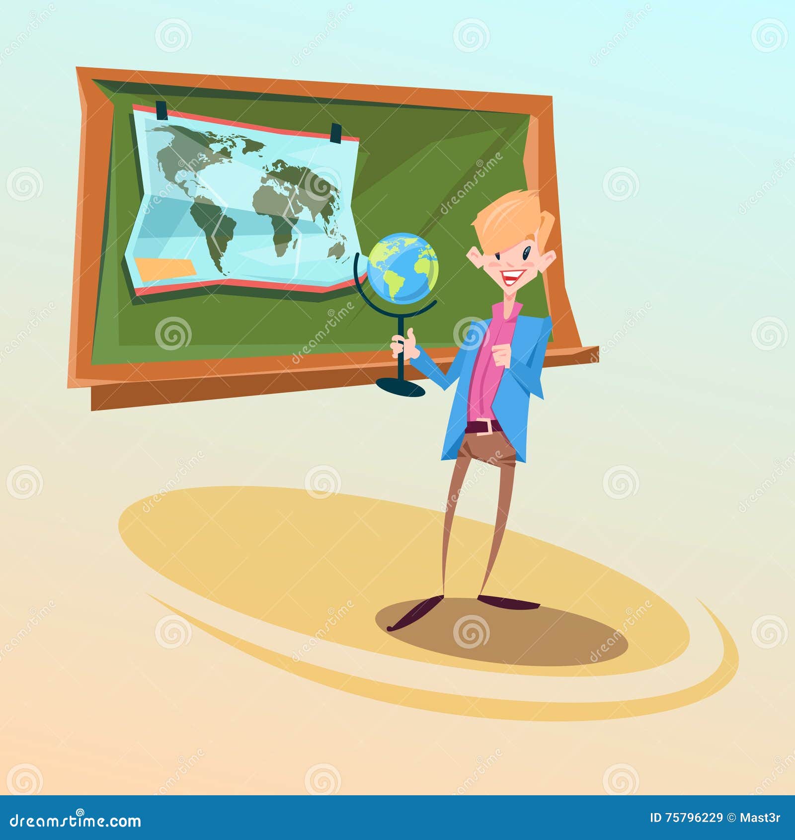 School Teacher Hold Globe Geography Lesson Education Concept Stock ...