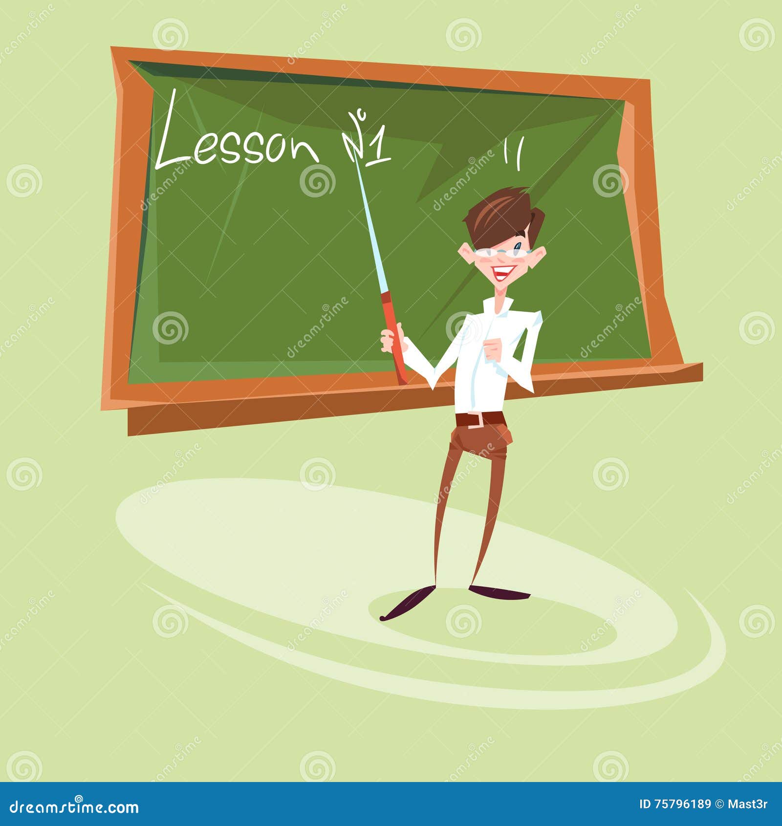 Teacher On Lesson Showing Methematics Formulas. Cartoon Vector ...