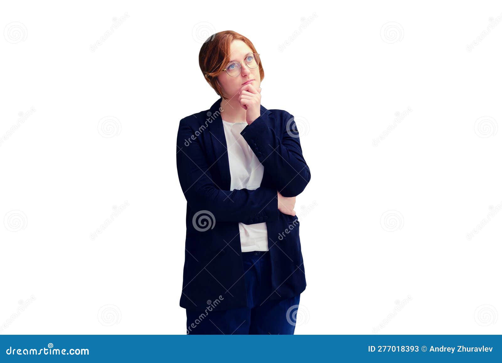 A School Teacher Stands Doubtfully in Front of an Empty Blackboard, Co ...