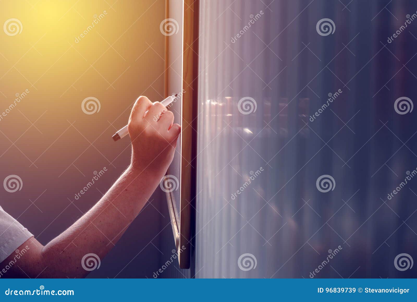 School Teacher Writing on Classroom Whiteboard Stock Image - Image of ...
