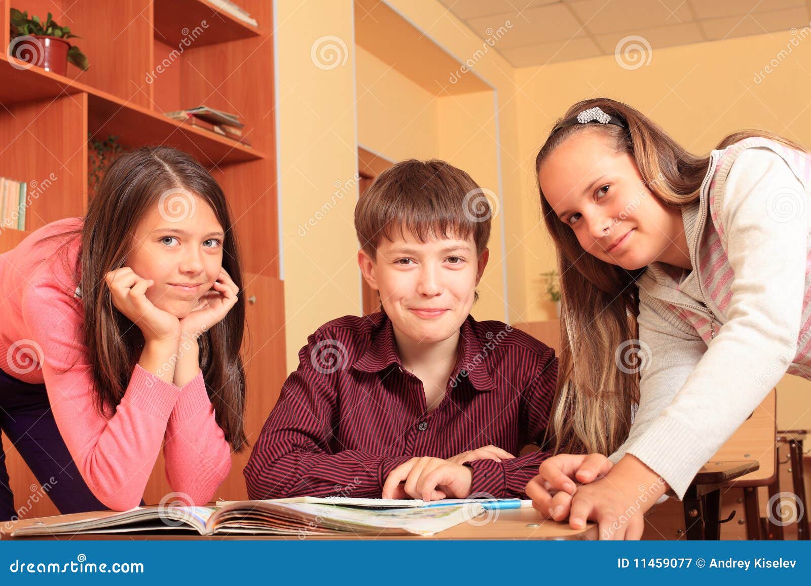 School teamwork stock image. Image of discussion, female - 11459077