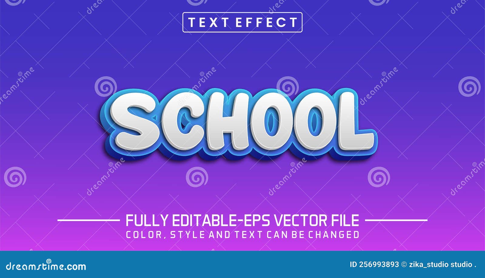 School Text Effect - Editable 3D Text Style Stock Vector - Illustration ...