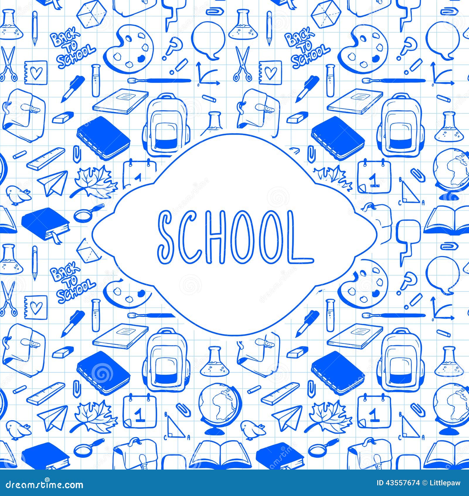 School Theme Card Design, Hand Drawn School Elements Vector ...