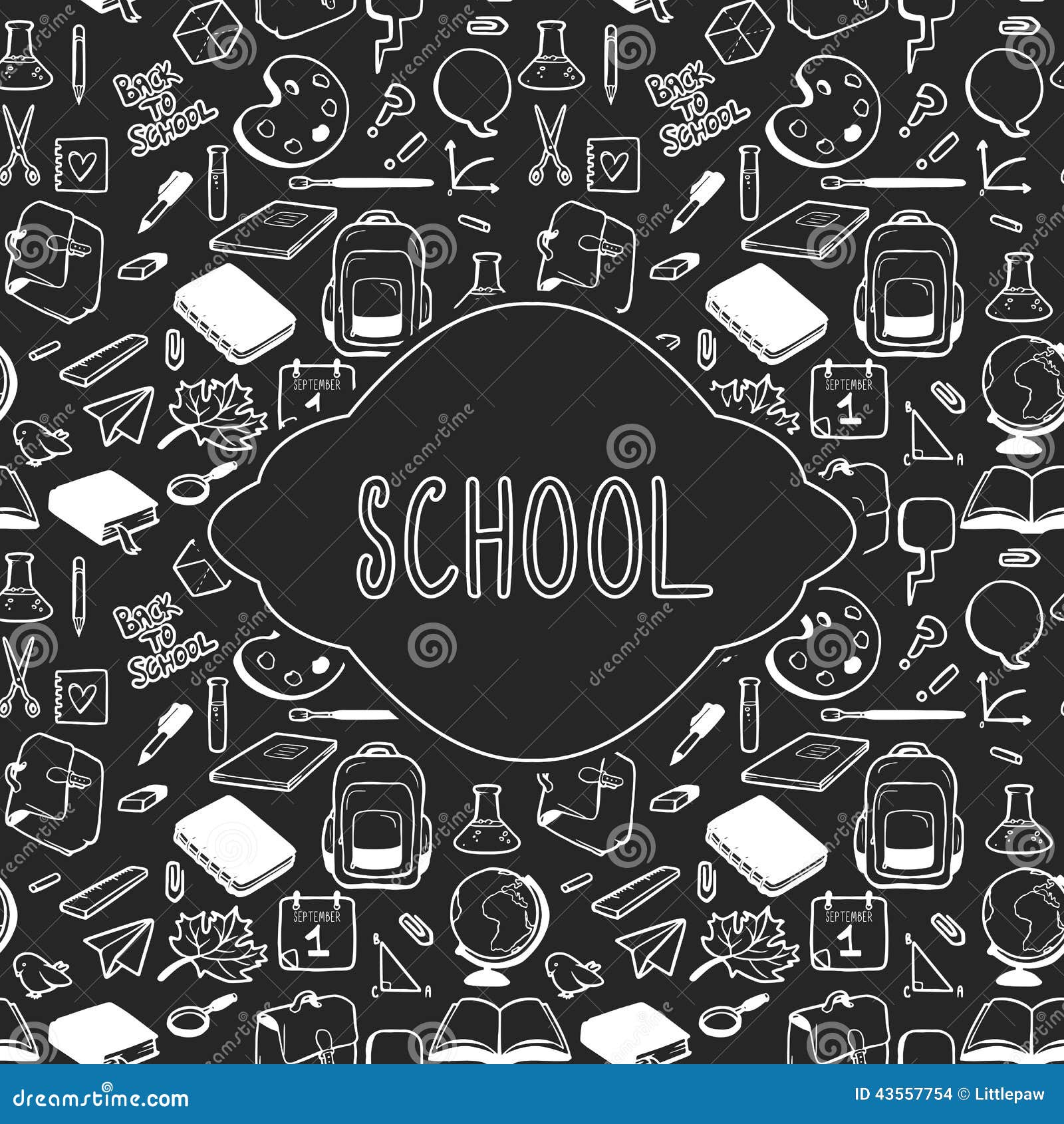School Theme Card Design, Hand Drawn School Elements Vector ...