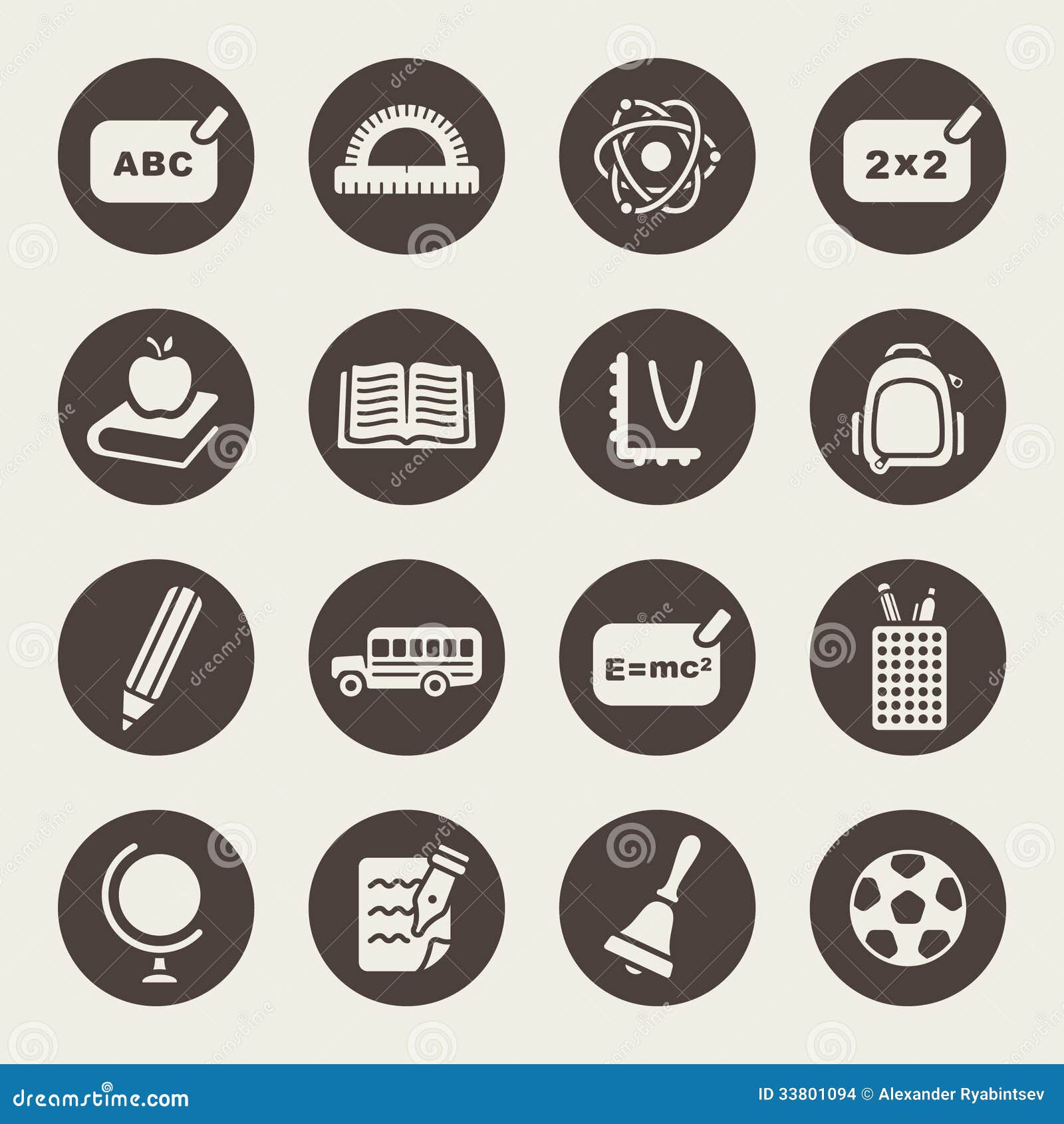 School theme icon set stock vector. Illustration of pencil - 33801094