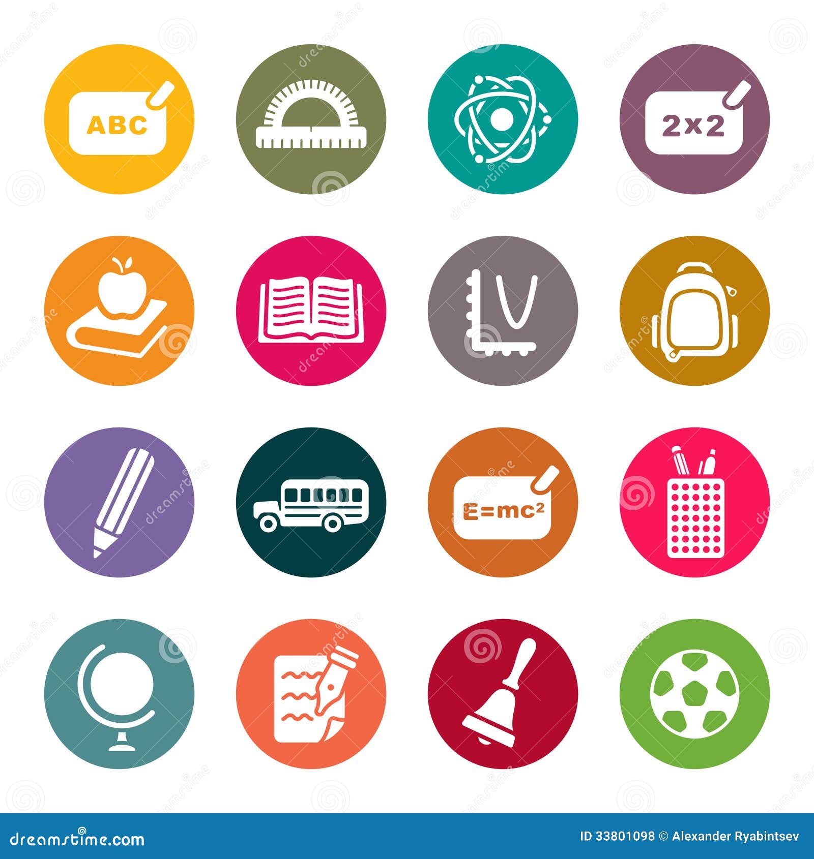 School theme icon set stock vector. Illustration of elearning - 33801098