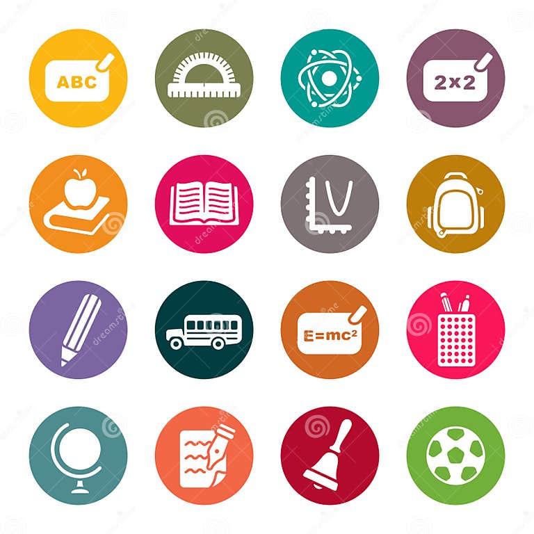 School theme icon set stock vector. Illustration of elearning - 33801098