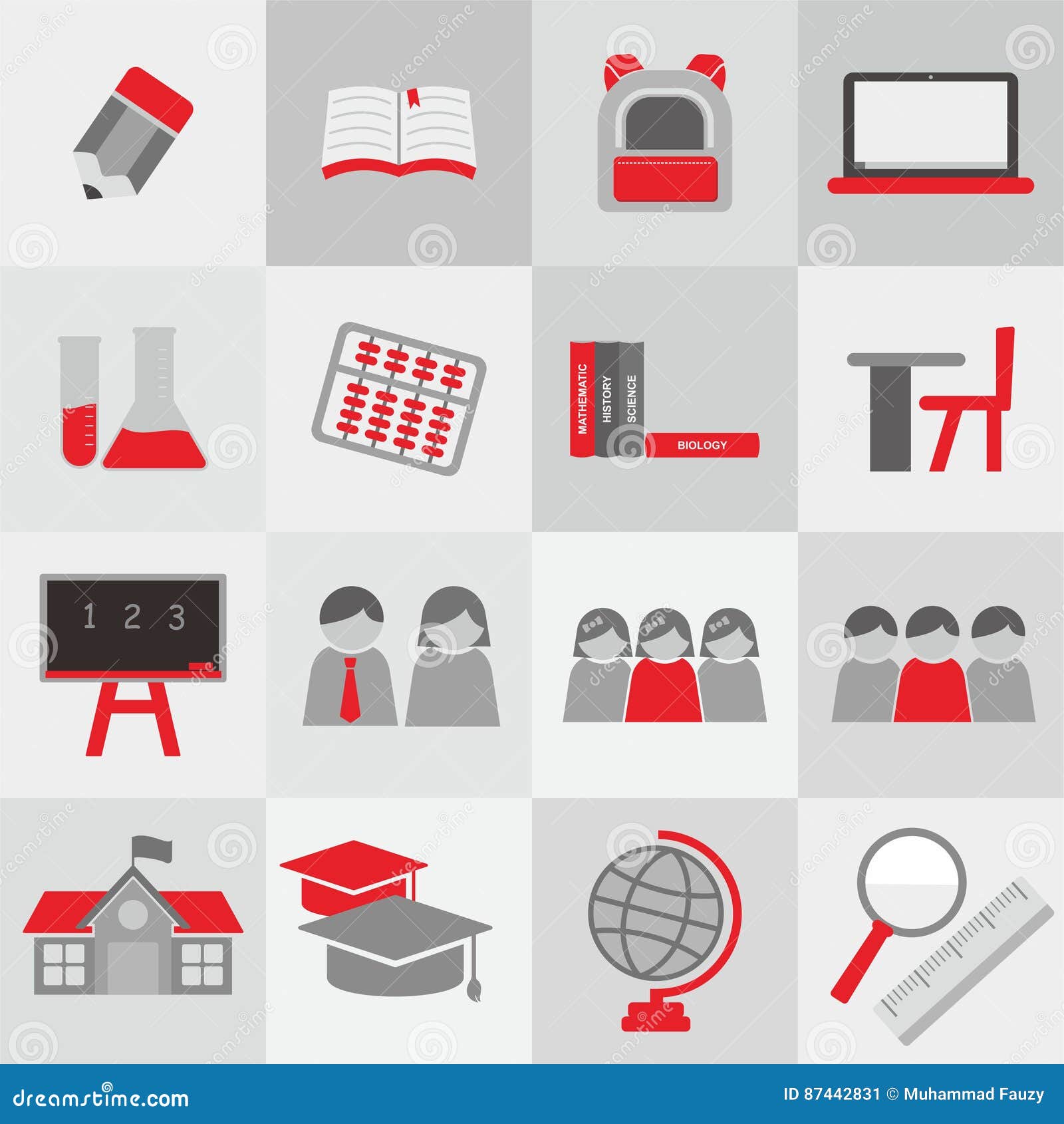 School theme icon set stock vector. Illustration of lesson - 87442831