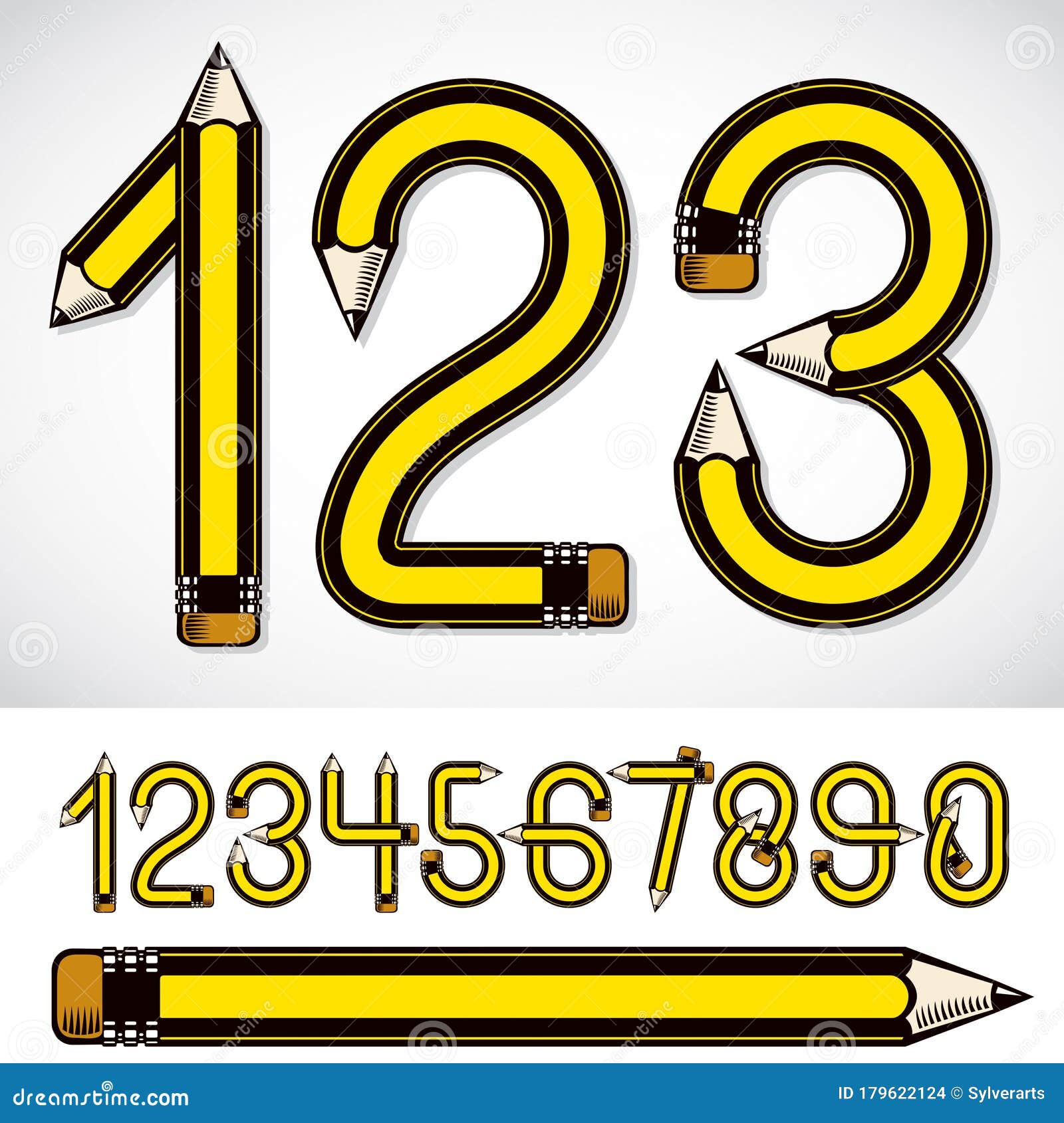 School Theme, Pencils Design Numbers, Best for Use in Logotype Design ...