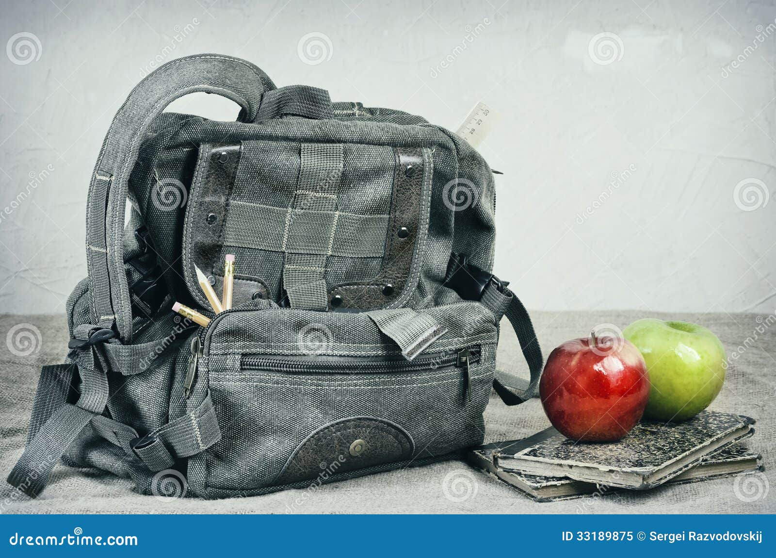 School Theme Still Life stock image. Image of backpack - 33189875