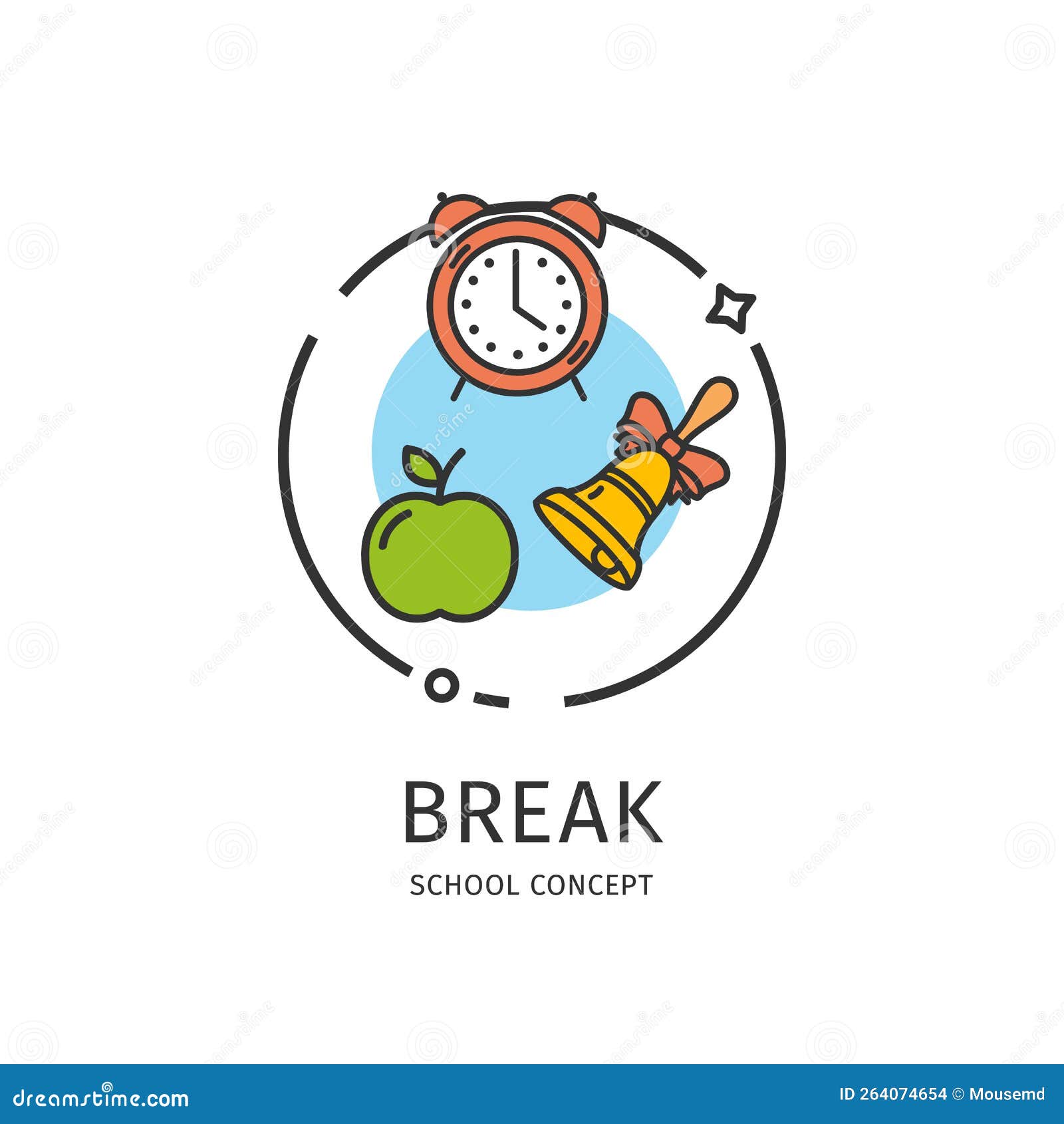 School Thin Line Icon Concept. Vector Stock Vector - Illustration of ...
