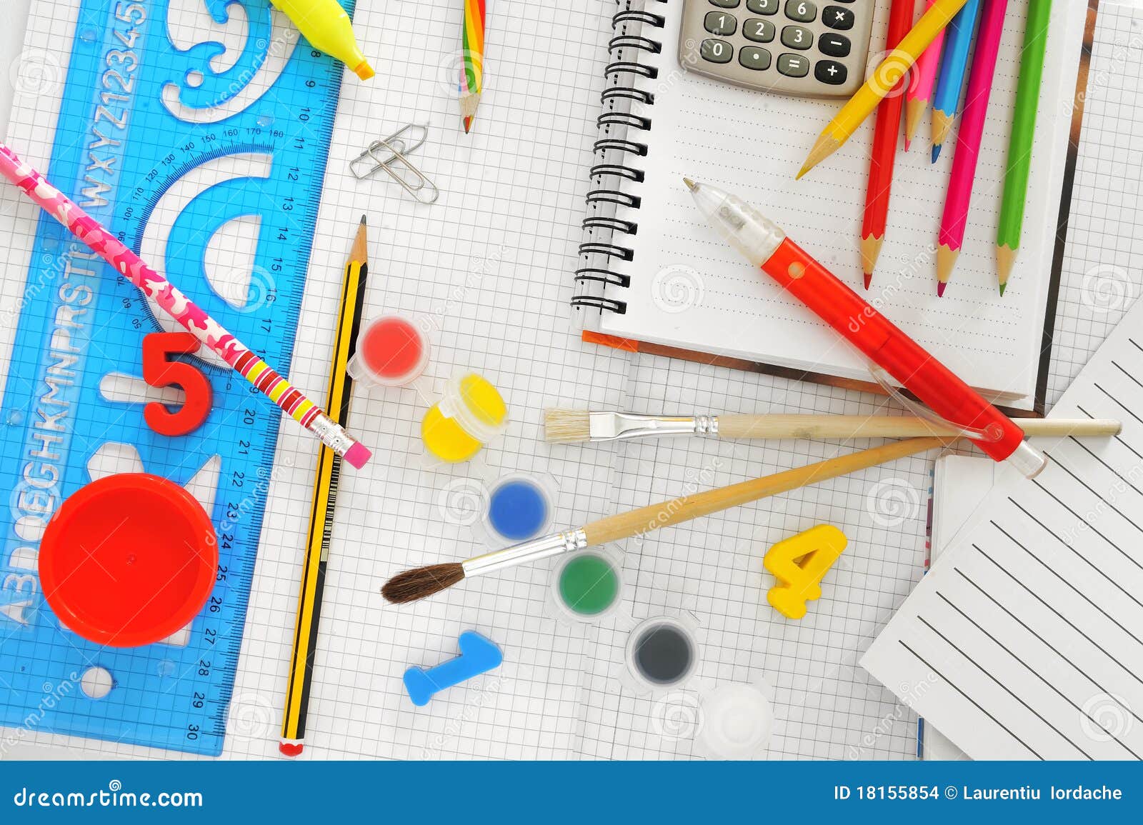 School things stock photo. Image of group, brush, diary - 18155854