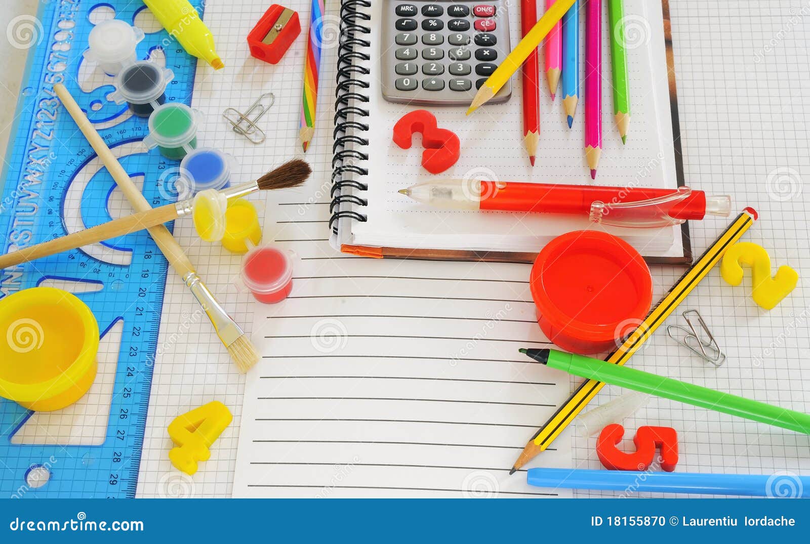 School things stock photo. Image of list, elements, office - 18155870