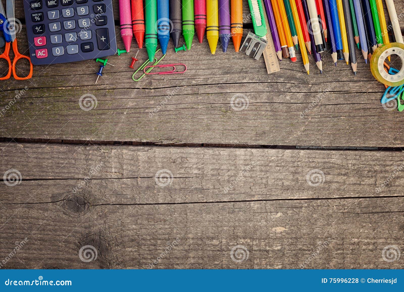 School things on the desk stock photo. Image of desk - 75996228