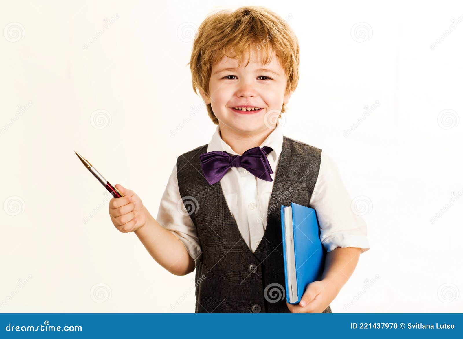 School Time. Kid Boy with Notepad and Pen. Schoolboy. Education ...