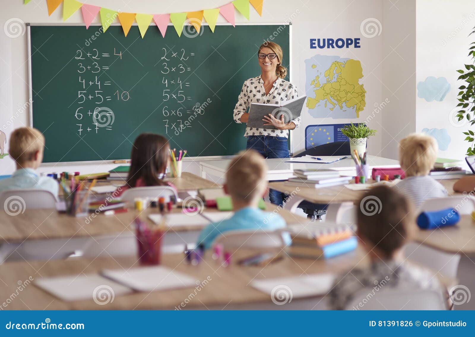School time stock photo. Image of standing, elementary - 81391826
