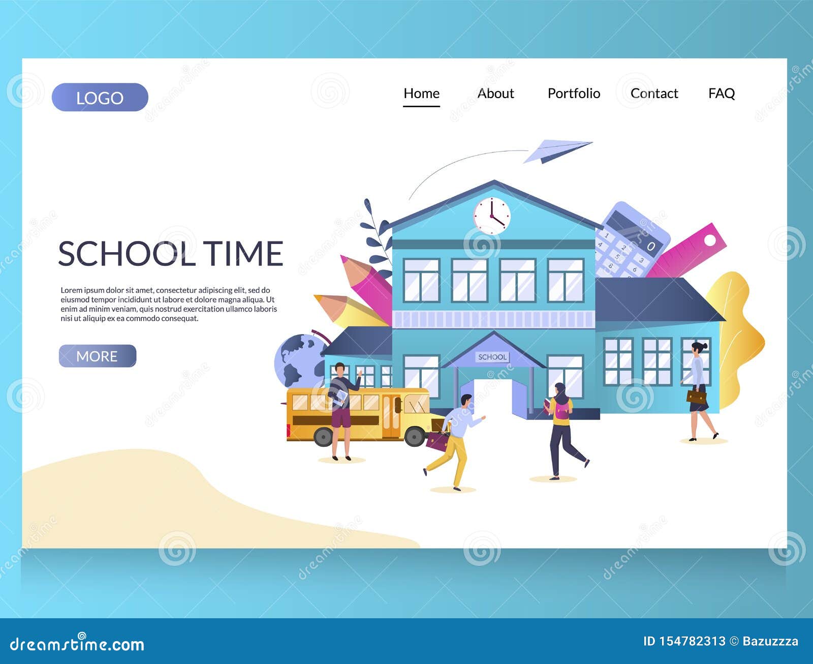 School Time Vector Website Landing Page Design Template Stock Vector ...