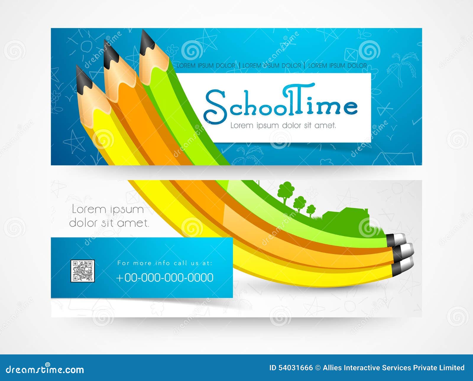 School Time Web Header or Banner. Stock Illustration - Illustration of ...
