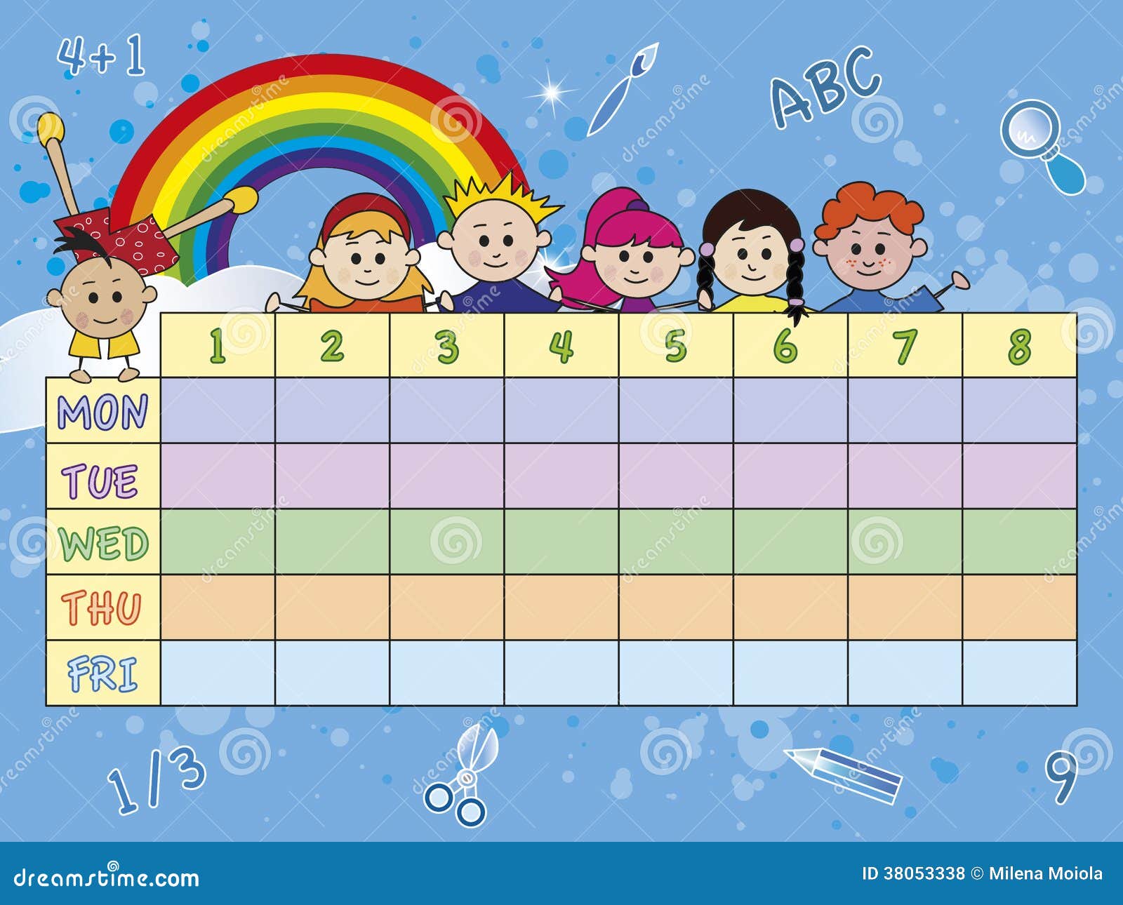 School timetable stock illustration. Illustration of plan - 38053338