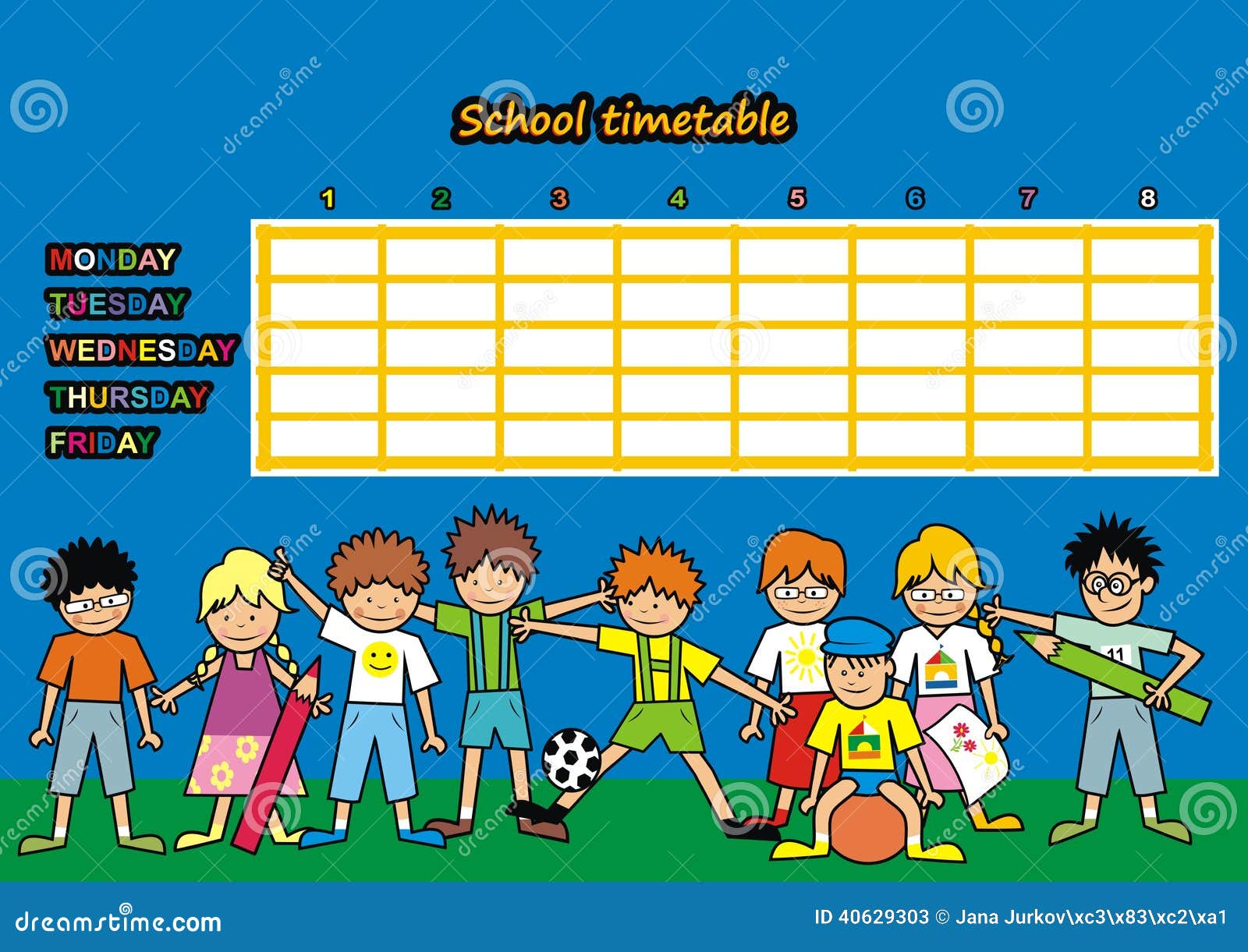 School Timetable Stock Vector - Image: 40629303