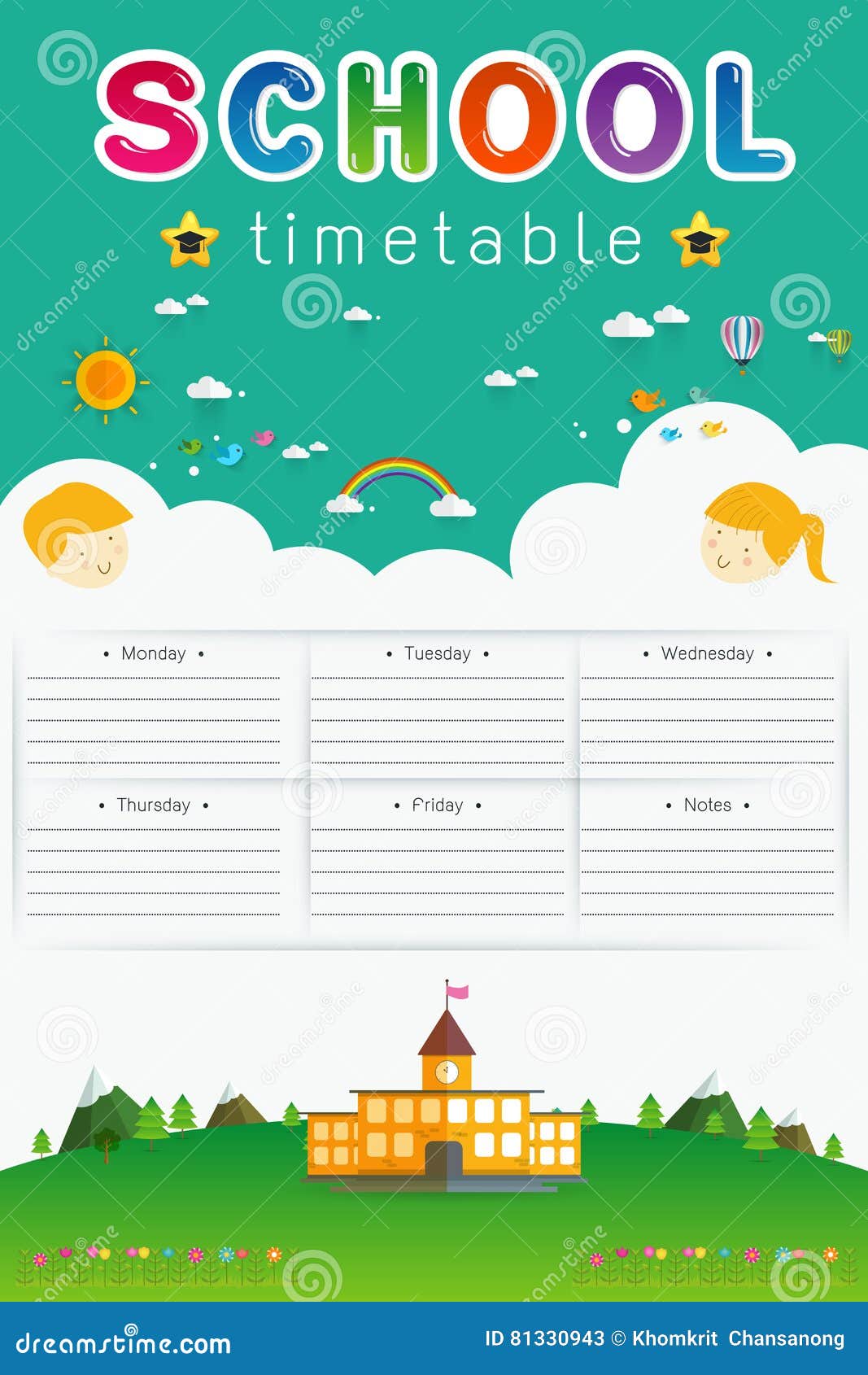 School Timetable stock vector. Illustration of frame - 81330943