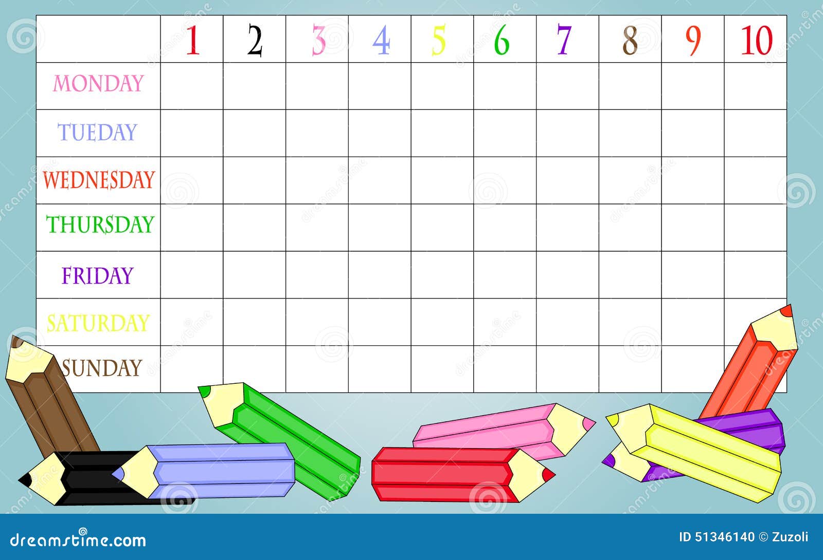 School timetable stock vector. Illustration of study - 51346140