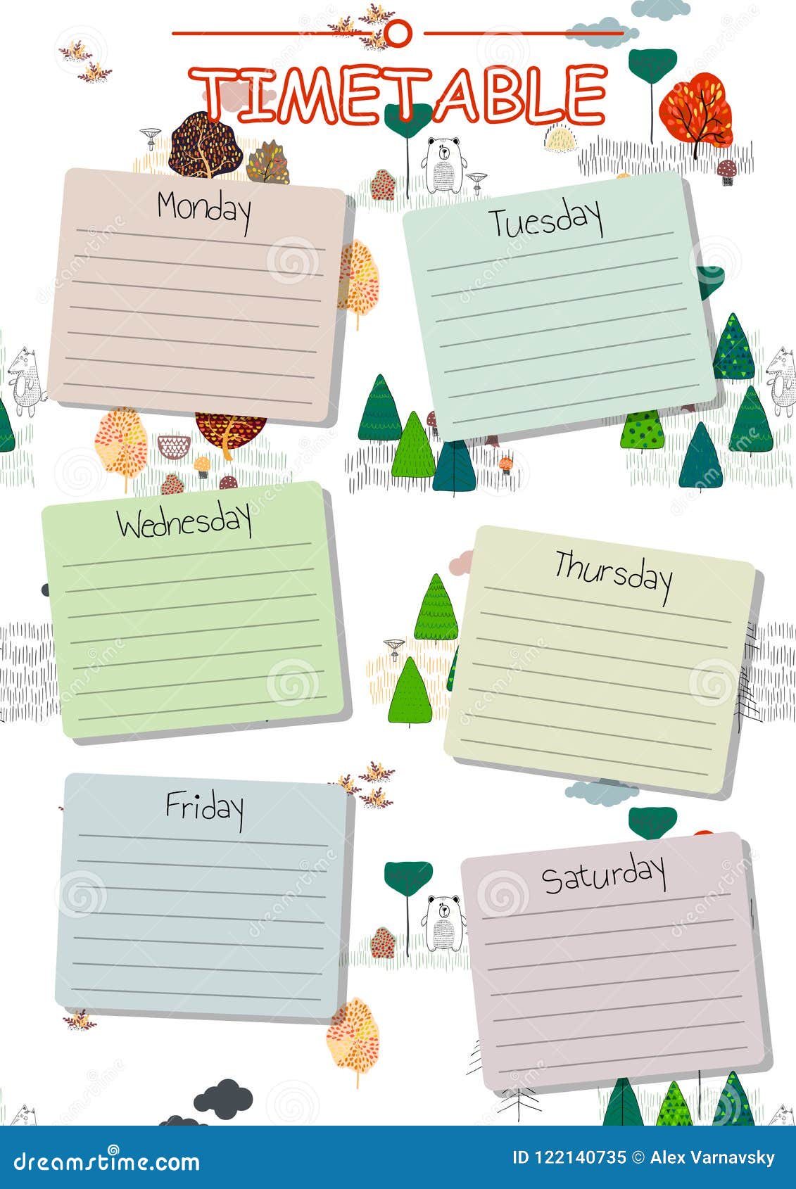 School Timetable Background for Students or Pupils. Stock Vector ...