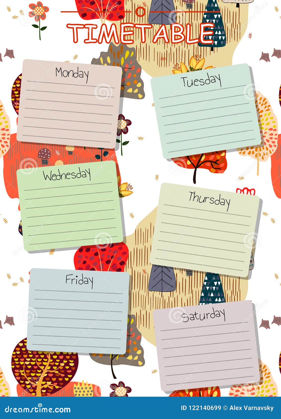 School Timetable Background for Students or Pupils. Stock Vector ...