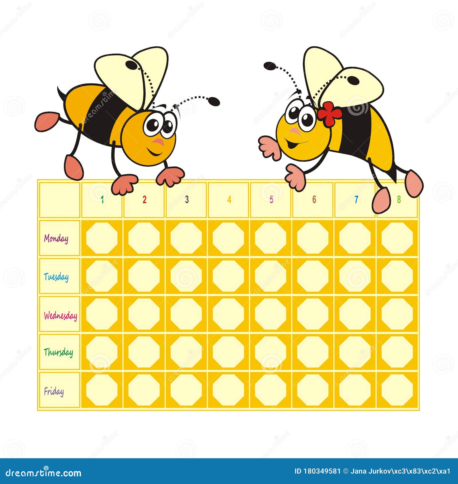 School Timetable, Bees, Vector Illustration Stock Vector - Illustration ...