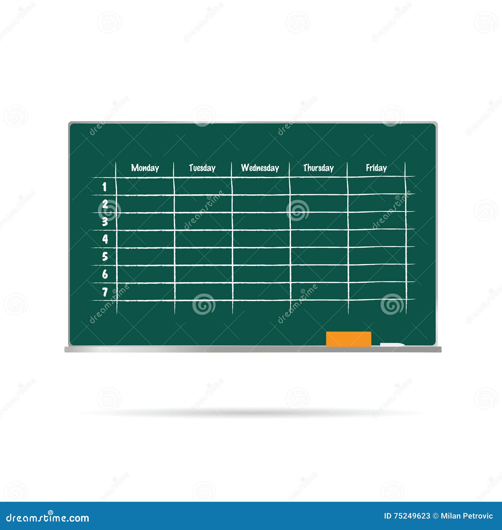 School Timetable on Blackboard with Sponge and Chalk Illustration Stock ...