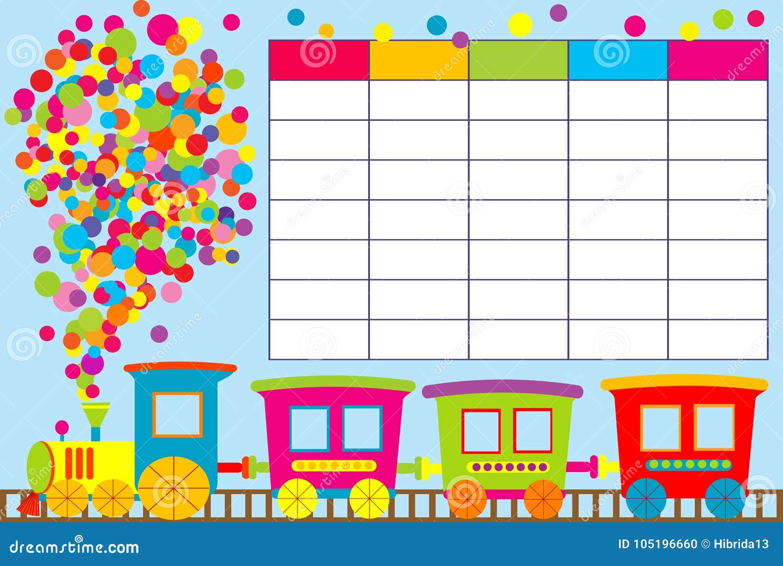 School Timetable with Cartoon Train Stock Vector - Illustration of ...