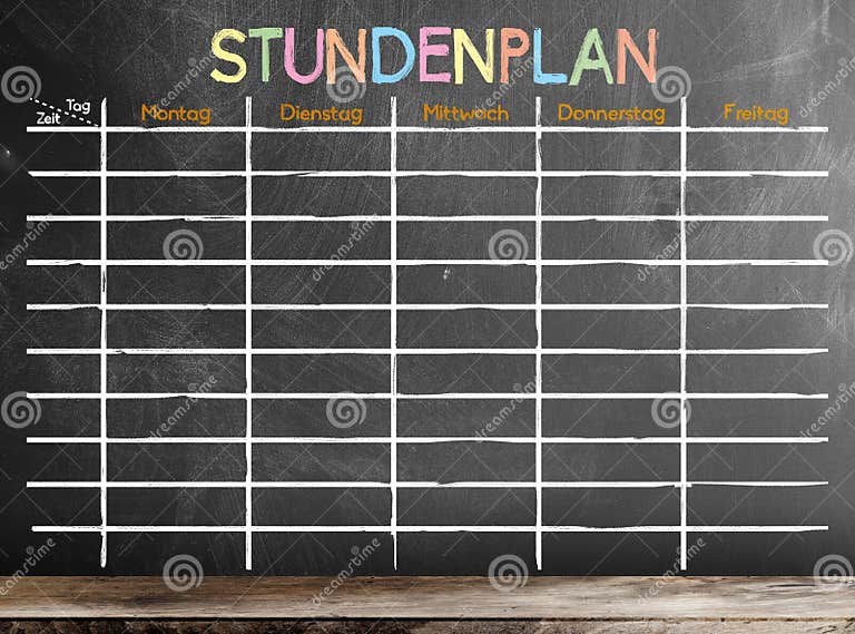 School Timetable or Class Schedule Template on Chalkboard Stock Image ...