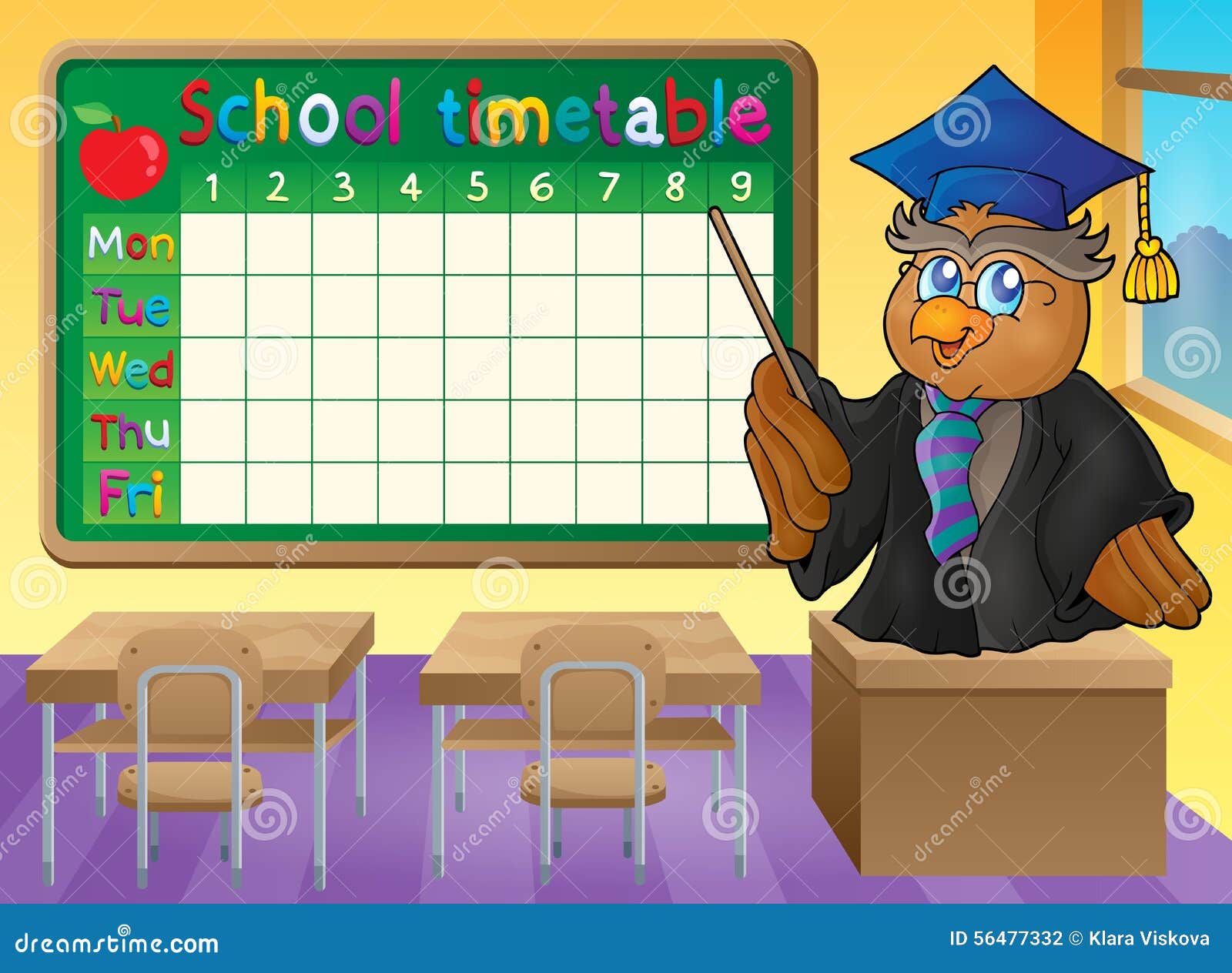 School Timetable Classroom Theme 2 Stock Vector - Illustration of table ...