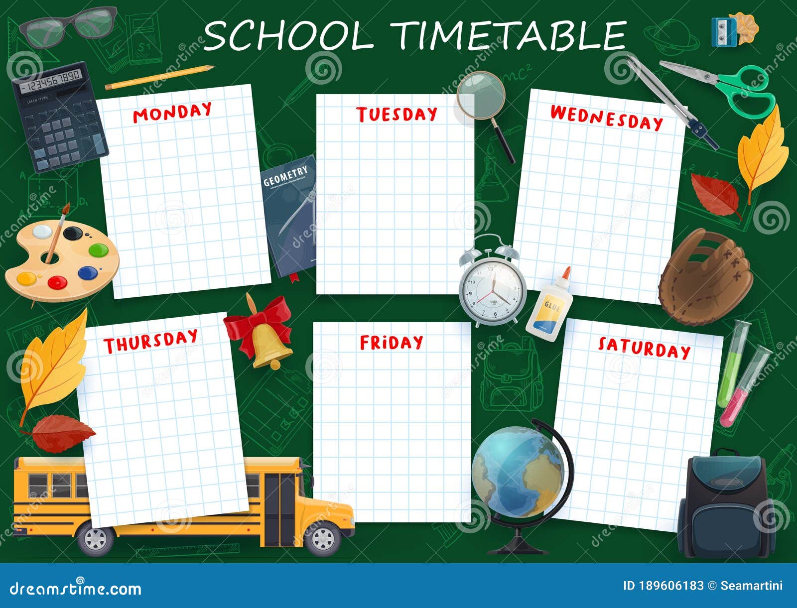 School Timetable, Education Schedule Template Stock Vector ...